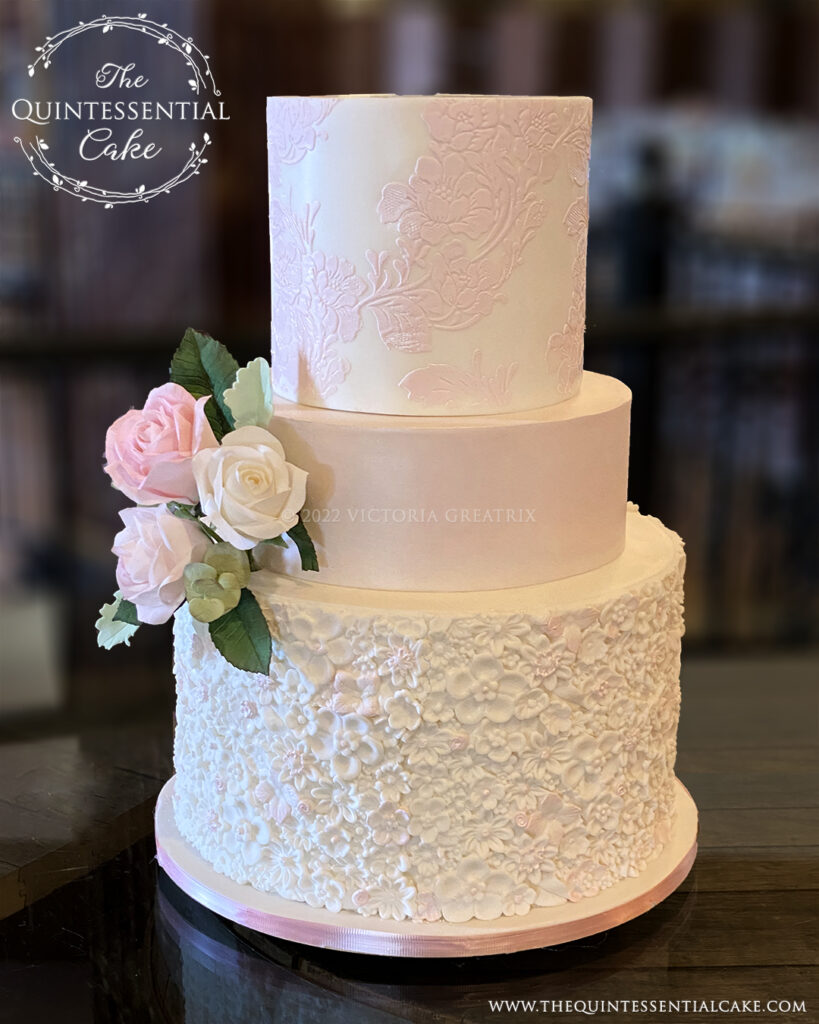 Pink Bas Relief from Mold - The Quintessential Cake